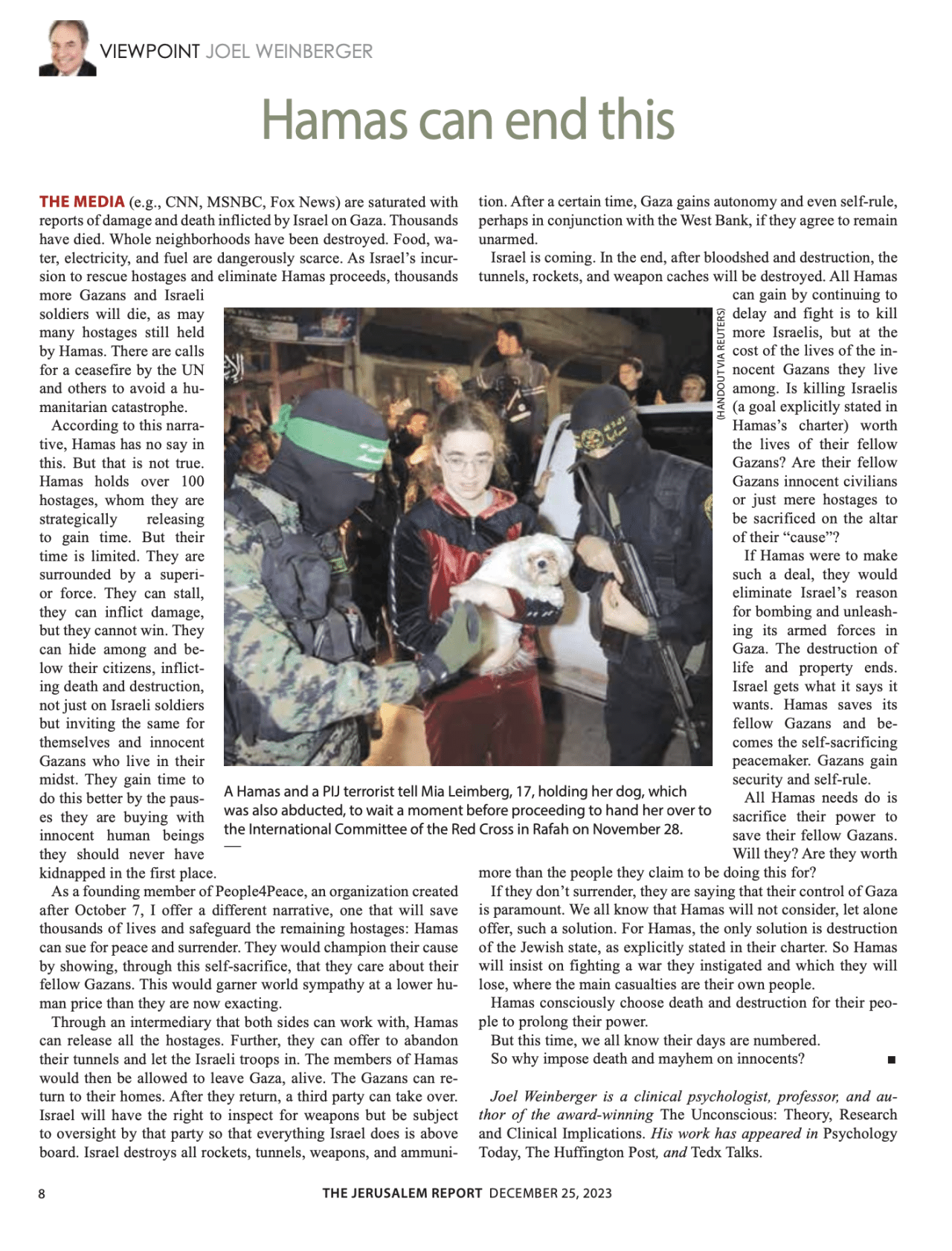 Hamas can end this - People4Peace